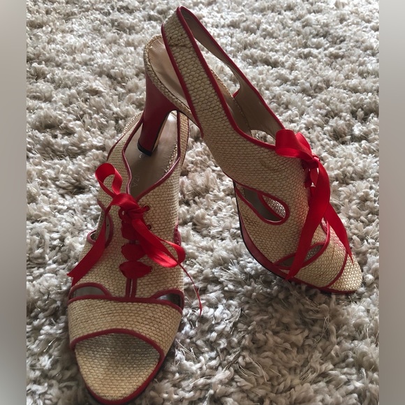 Ramon Tenza | Shoes | Ramon Tenza Straw Design With Red Lace Up Leather ...